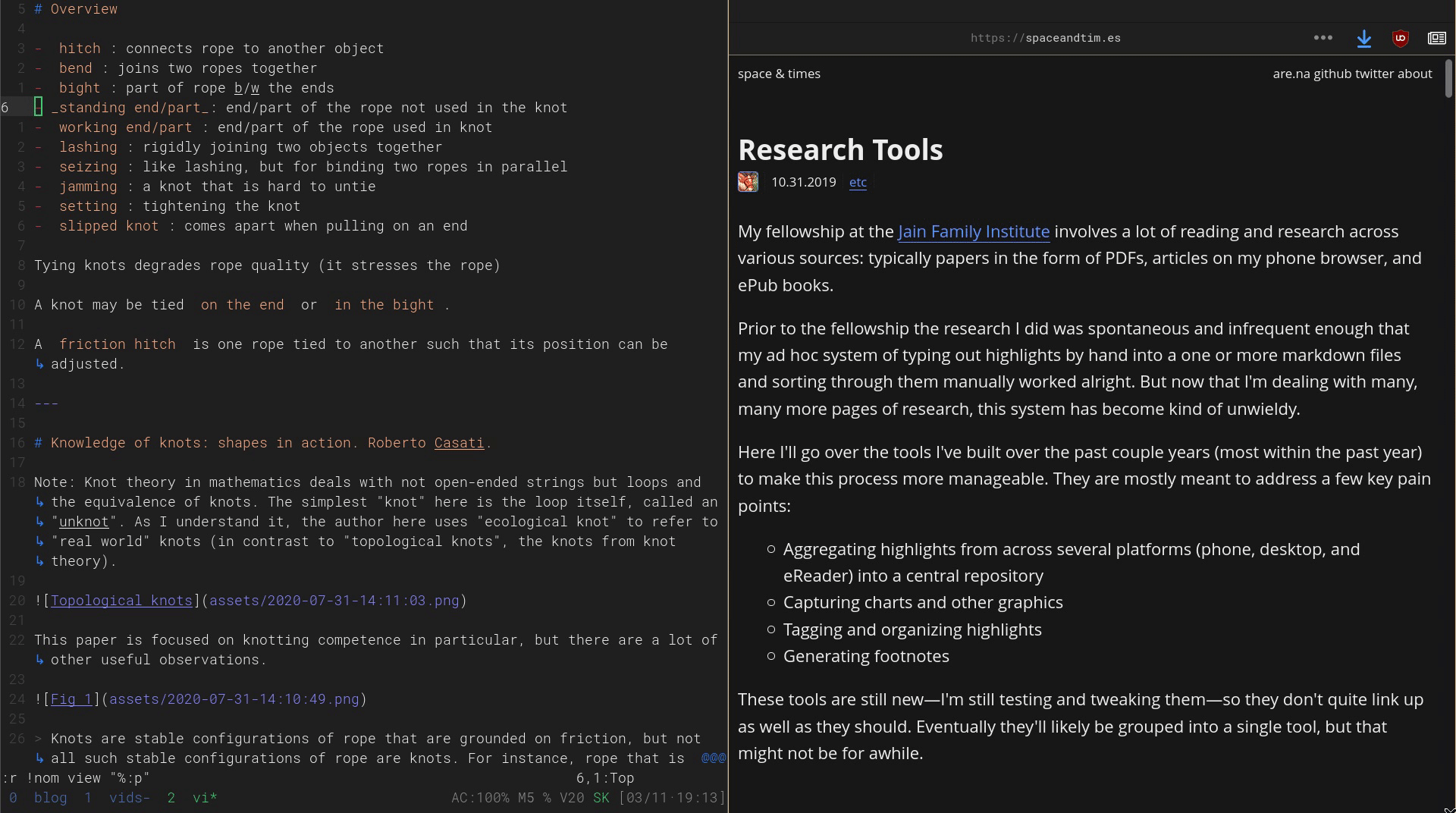 Space And Times Vim And Note taking Writing